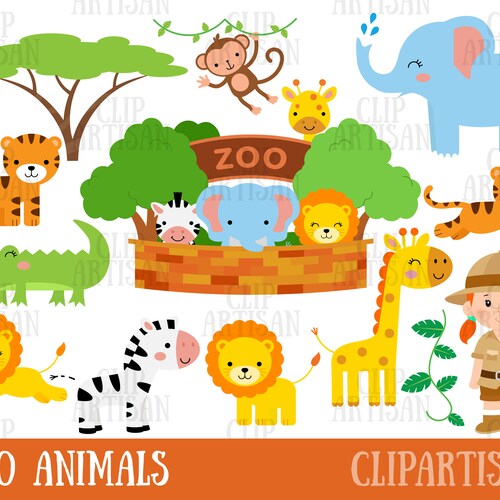 Safari Baby Animals Clipart / Jungle Animals Clipart / Zoo - Etsy