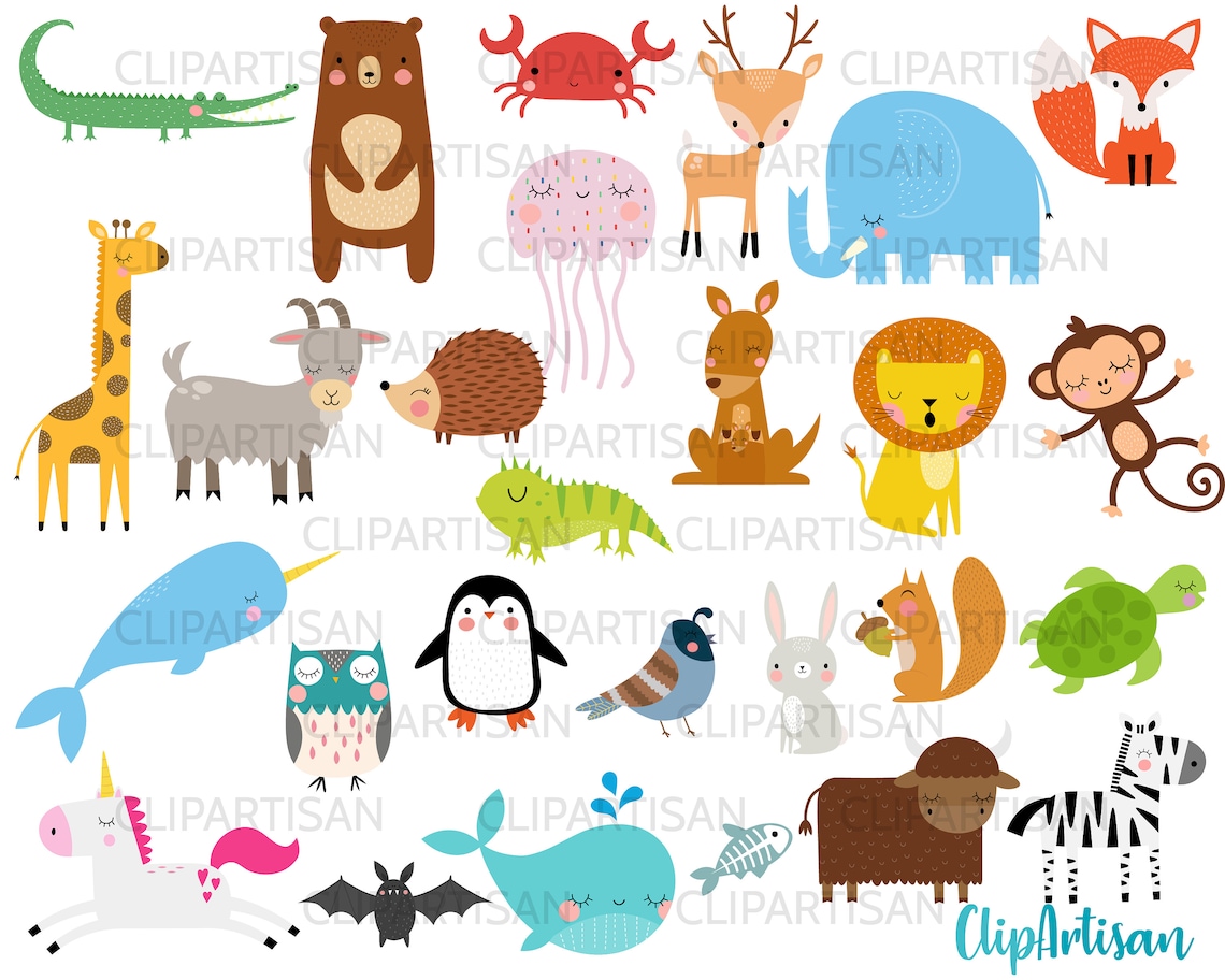 Animals of the Alphabet Clipart Bundle A to Z Animals Clip - Etsy