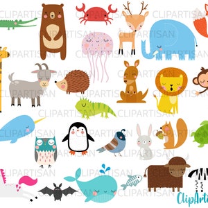 Animals of the Alphabet Clipart Bundle A to Z Animals Clip - Etsy