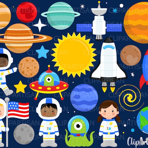 Space Clipart Astronauts Aliens Planets Rocket Space - Etsy