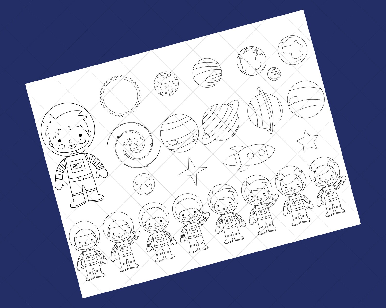 Astronaut Digital Stamps Cute Astronauts Clipart Space - Etsy
