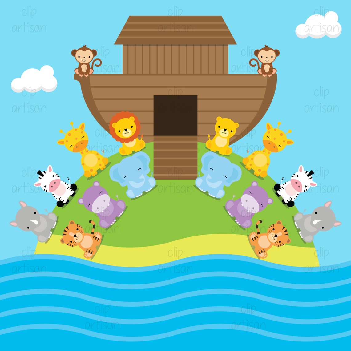 Noah's Ark Clipart / Ark Clip Art / Animal Clipart / | Etsy