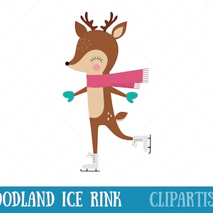 Woodland Animals Ice Skating Clip Art | Christmas Ice Rink Clip Art ...