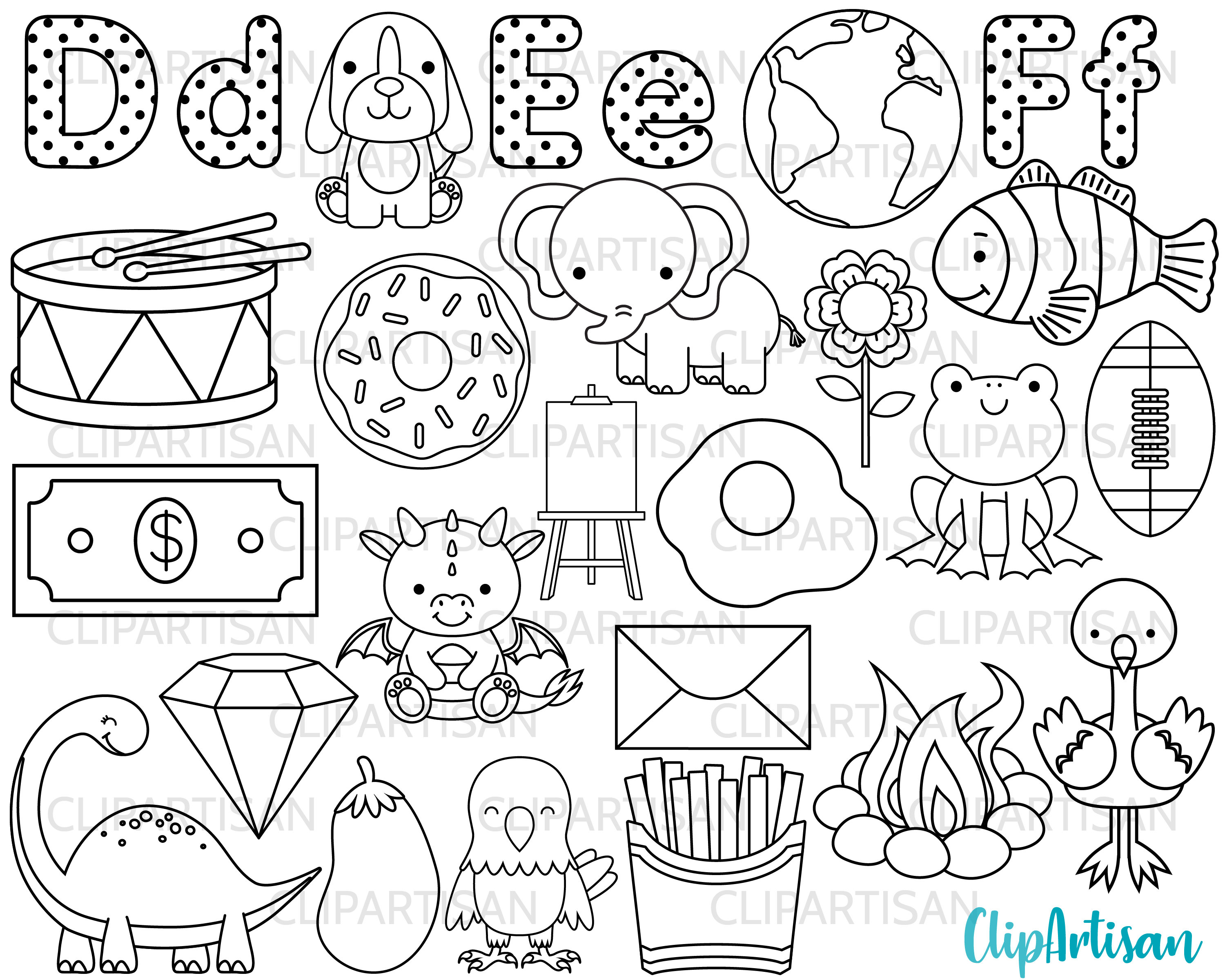 Alphabet Digital Stamps ABC Clip Art Bundle Letters Back to - Etsy