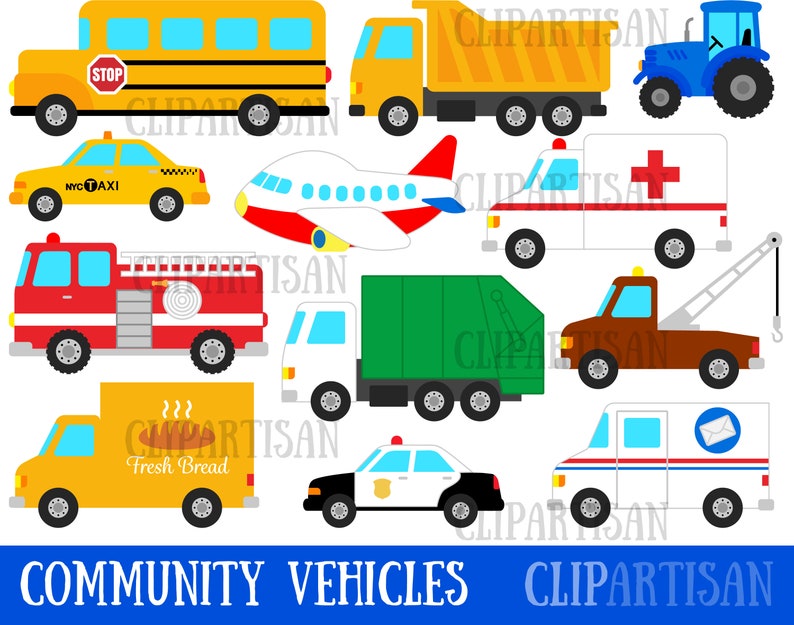 Community Transportation Clipart Vehicles Clipart | Etsy