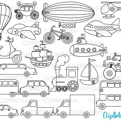 Transportation Clipart Trains Planes and Trucks Clipart PNG - Etsy UK