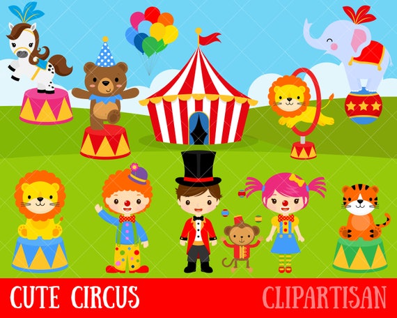 Circus Clipart / Carnival Clip Art / Clowns / Lion Tamer / | Etsy