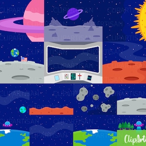 Space Background Scenes Clip Art, Planets Clip Art, Astronaut Busy Book ...