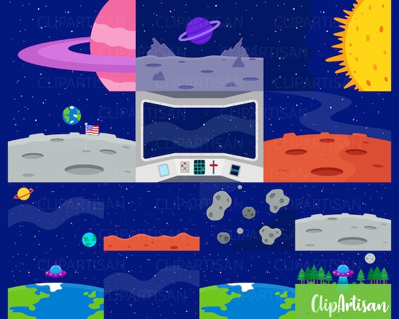 Space Background Scenes Clip Art Planets Clip Art Astronaut - Etsy
