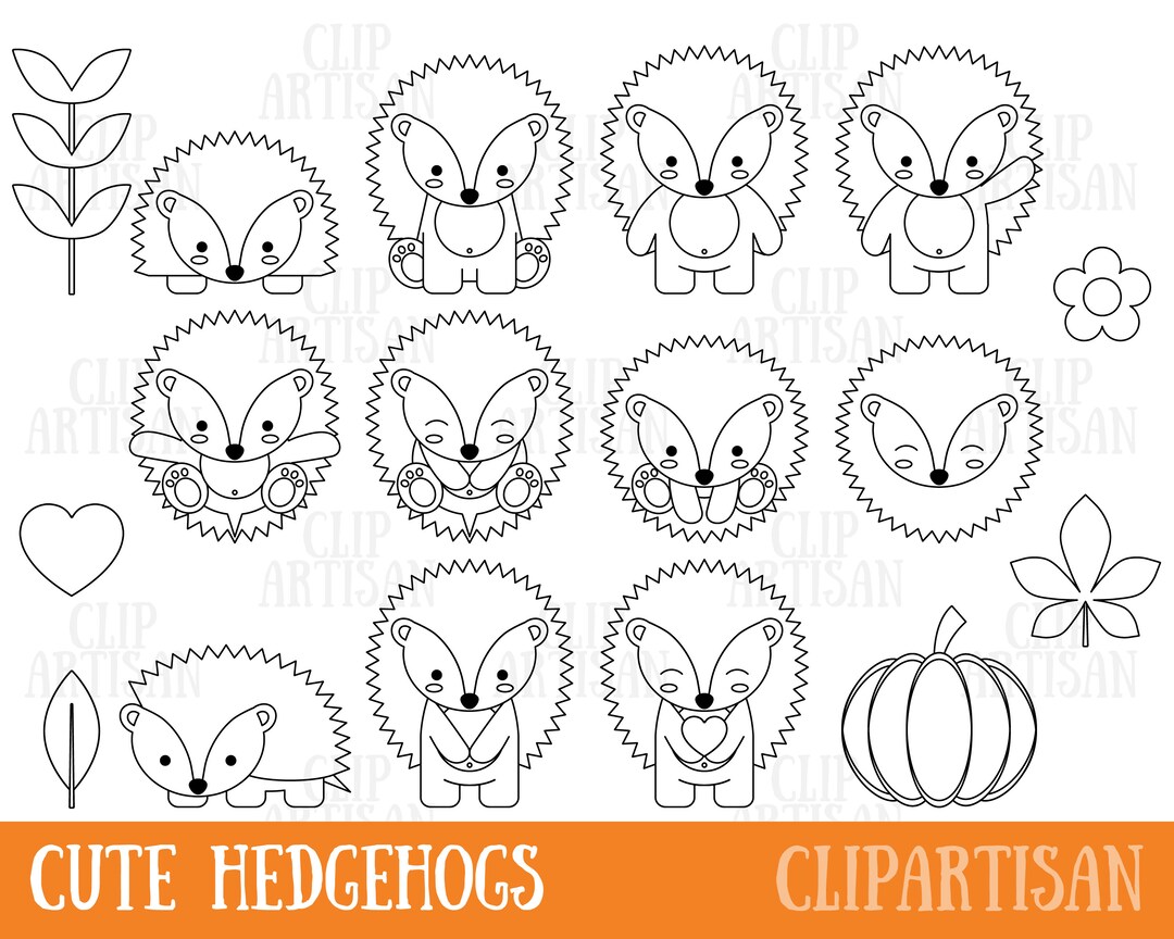 Hedgehogs Clipart Digital Stamps, EPS - Etsy