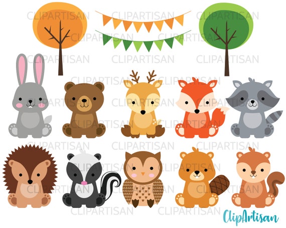 Woodland Baby Animals Clipart Forest Animal Clipart - Etsy