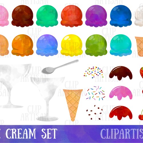 Build Your Own Ice Cream Cone Clip Art Collection Digital - Etsy