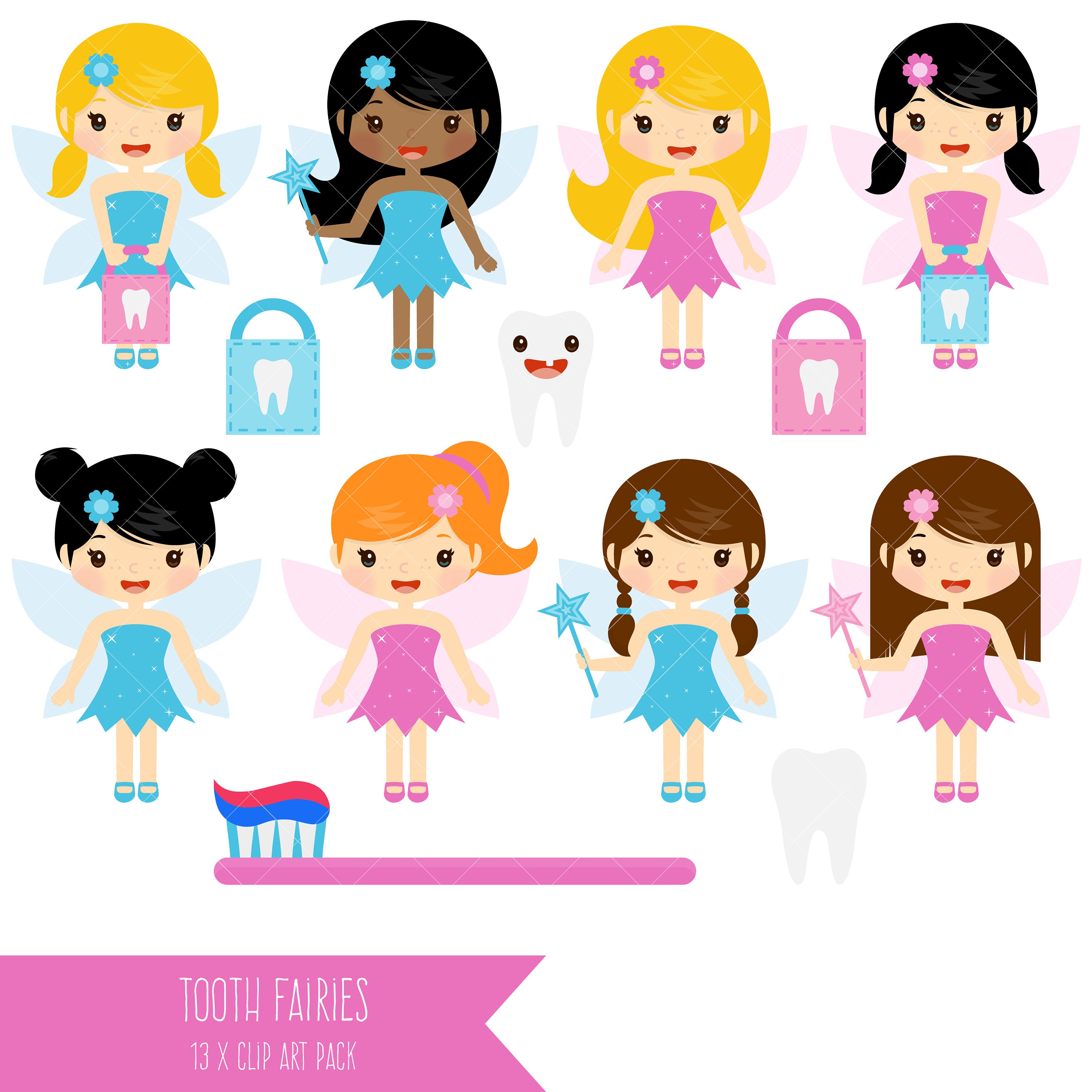 Tooth Fairy Clipart Teeth Clip Art - Etsy Australia