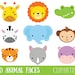 Zoo Animal Faces Clipart Safari Animal Masks - Etsy