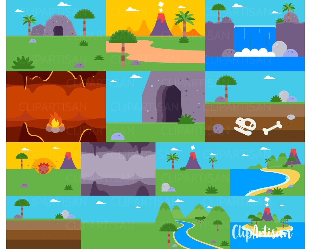 Dinosaur Background Scenes Clip Art, Dinosaur Busy Book Printout ...