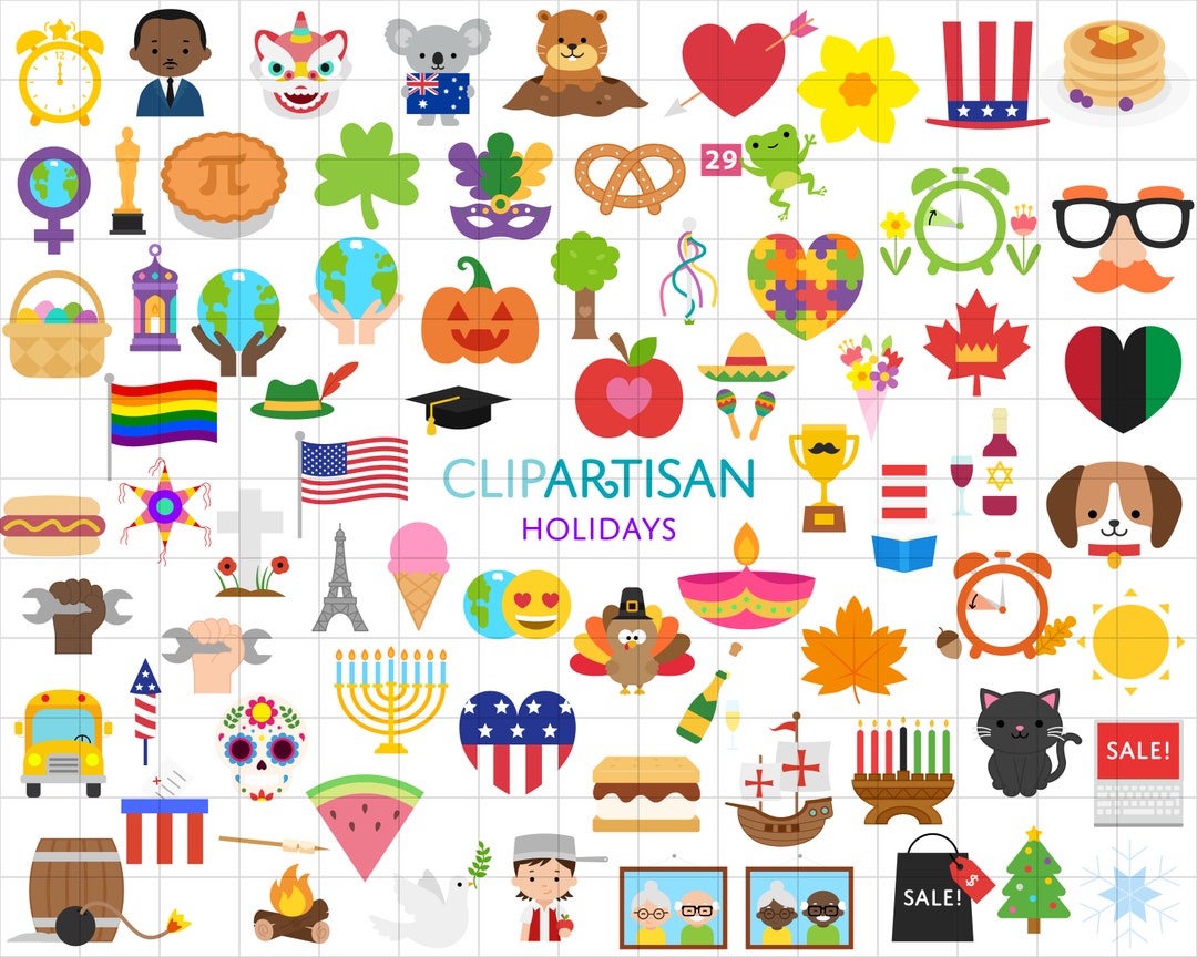 Holidays and Seasons Clipart Set, Festivals, Calendar Clip Art, Digital ...
