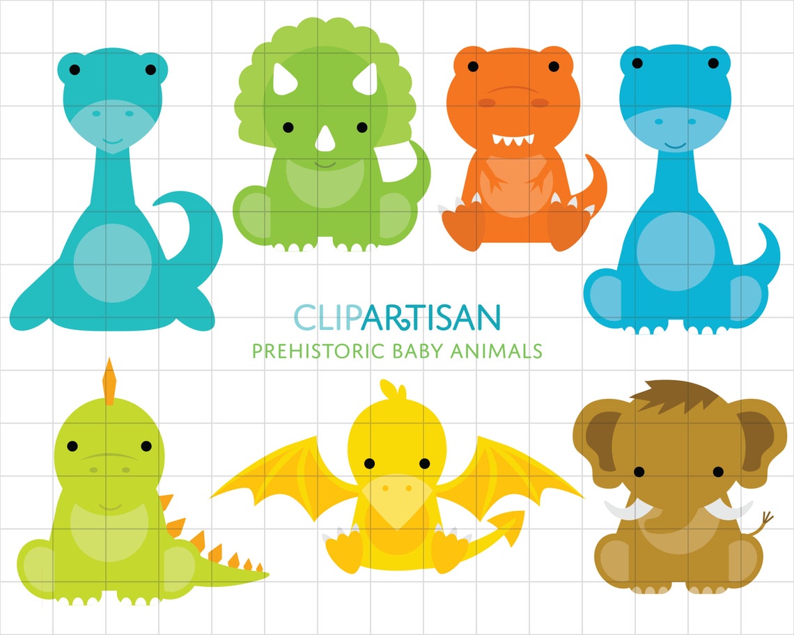 Baby Dinosaur Clipart / Prehistoric Baby Animal Clip Art - Etsy