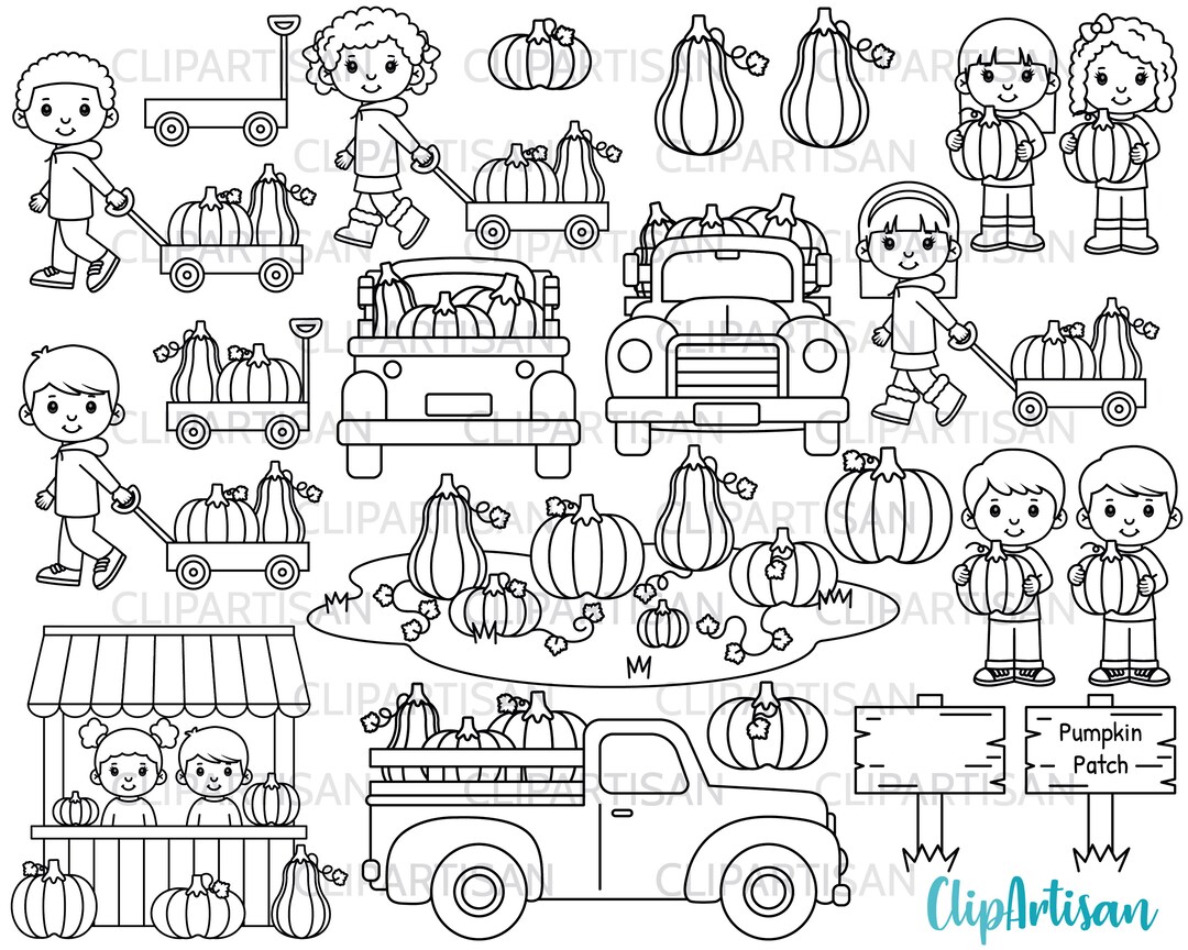 Fall Pumpkin Truck Clipart, Pumpkin Patch, Pumpkin Harvest, Vintage ...