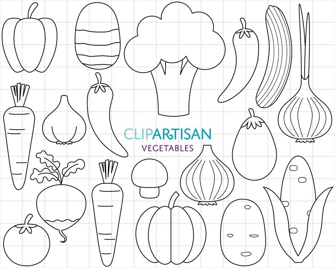 Vegetables Clipart, Veggies Digital Stamps, Broccoli, Carrot, Onion ...