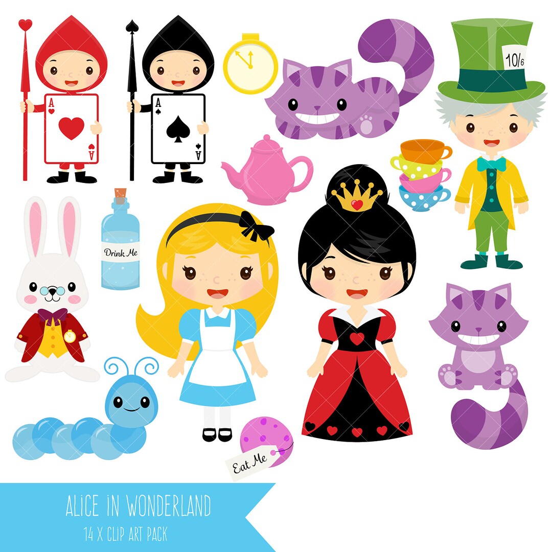 Alice in Wonderland Clipart - Etsy