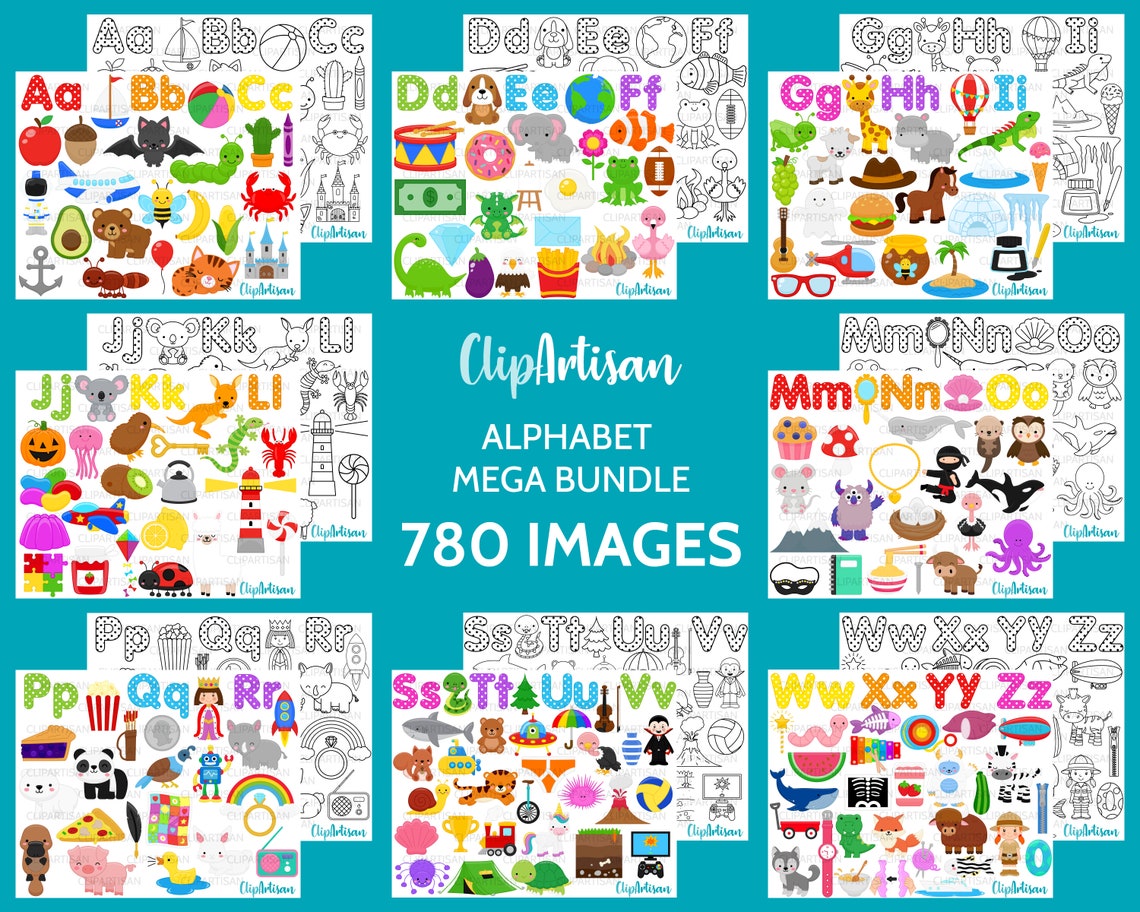 Alphabet Clip Art Mega Bundle ABC Letters A to Z Graphics | Etsy