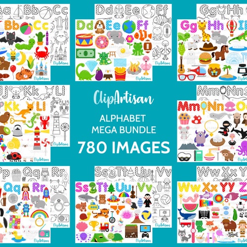 Alphabet Clip Art Bundle ABC Letters A to Z Graphics Back - Etsy UK