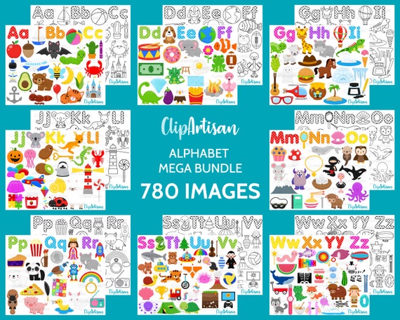 Alphabet Clip Art Mega Bundle ABC Letters A a Z Graphics | Etsy México