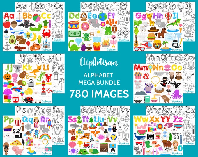 Alphabet Clipart Part 1 - ABC clip art - School clip art - Digital ...