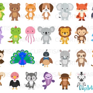Animals A to Z Clipart, Animal Alphabet Clip Art, Cute Nursery Animals ...