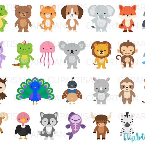 Animals A to Z Clipart Animal Alphabet Clip Art Cute Nursery - Etsy