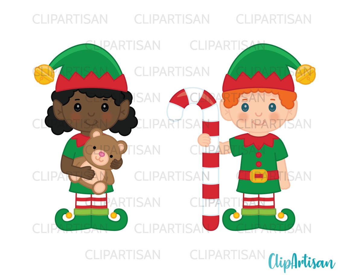 Christmas Elves Clipart Santa's Workshop Elf Clip Art - Etsy