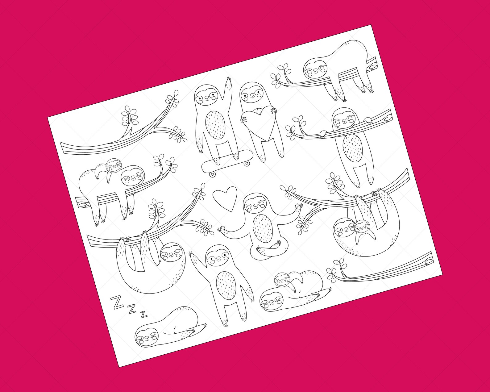 Sloth Clipart | Cute Sloths Line Art | Digital Stamps | EPS - Etsy