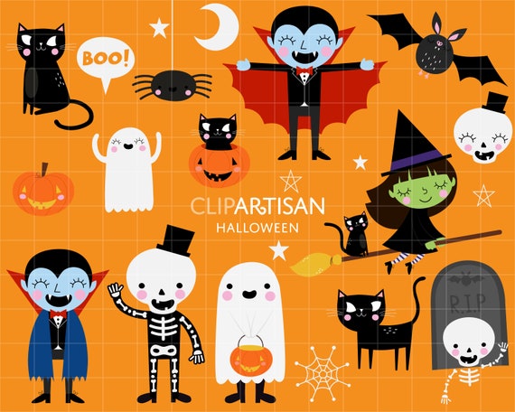 Cute Halloween Characters Clip Art