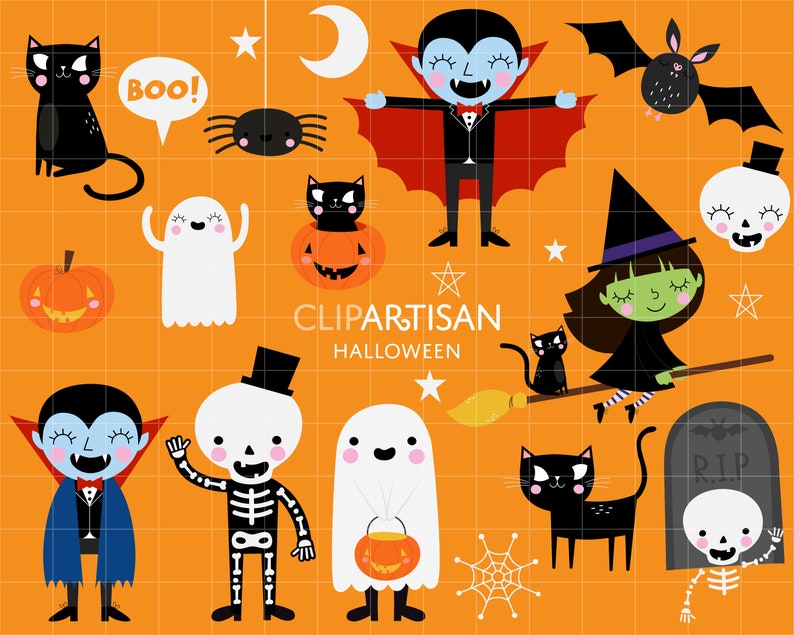 Halloween Clipart | Trick or Treat Clip Art | Spooky Ghost Graphics - Etsy