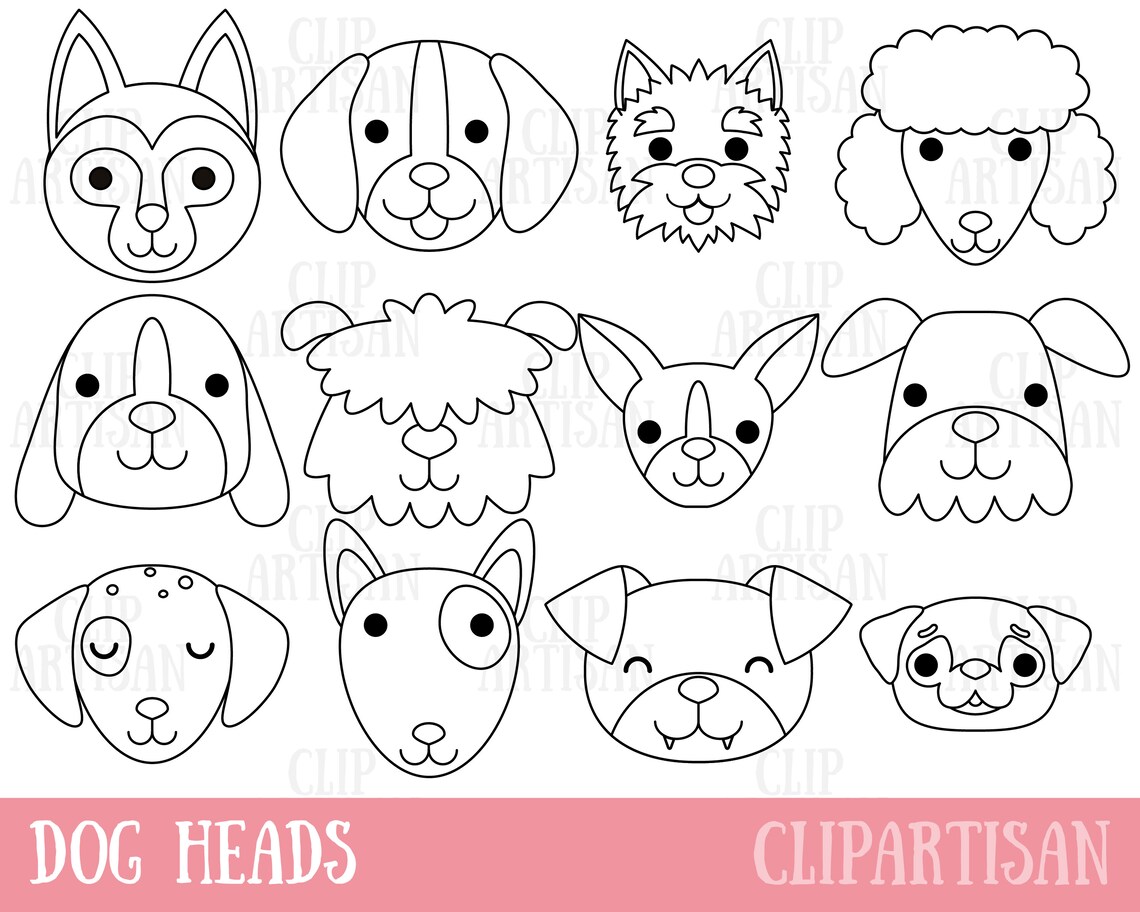 Dog Head Digital Stamps Puppy Printable - Etsy