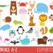 Animals of the Alphabet Clipart Bundle A to Z Animals Clip | Etsy Canada