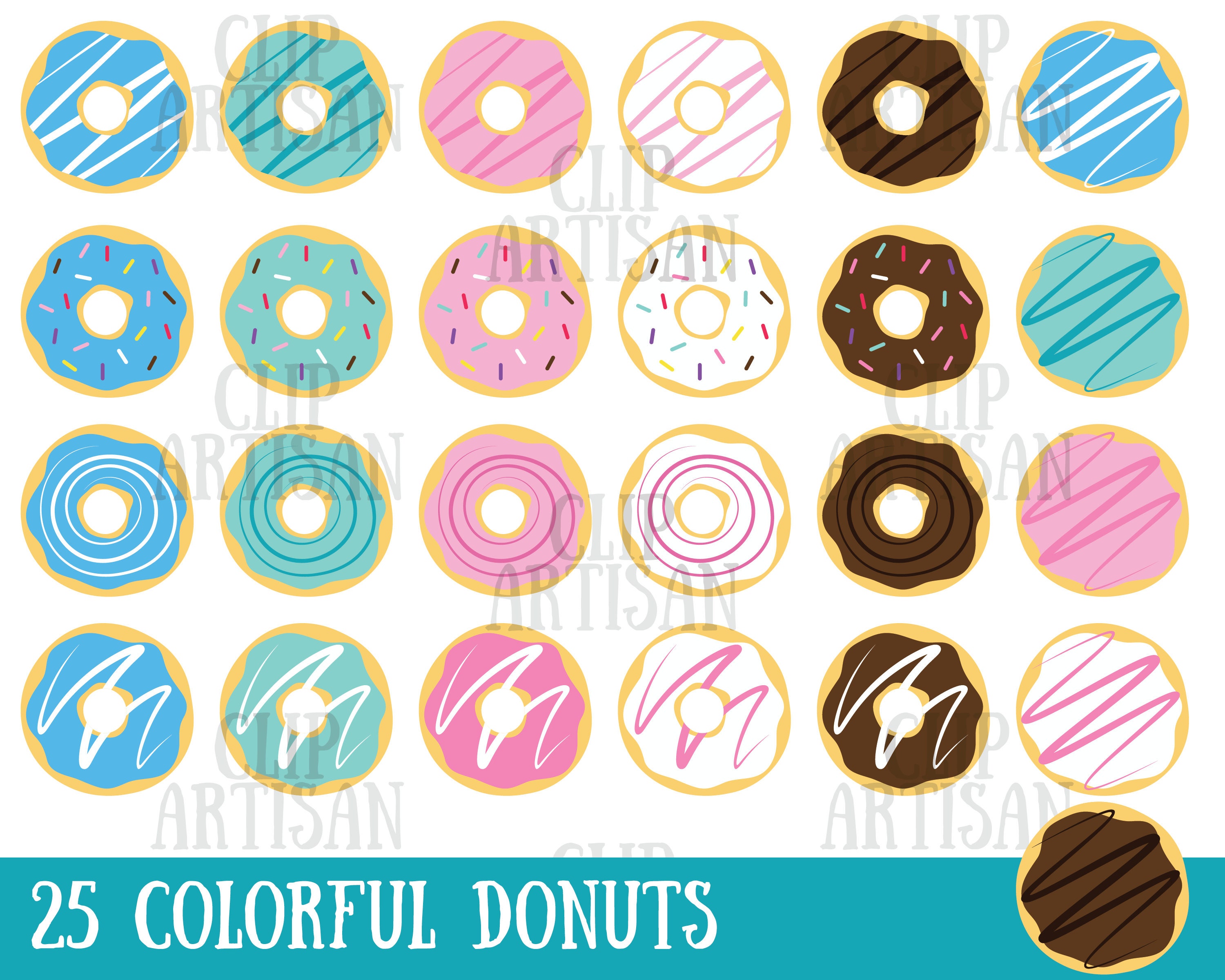 Donut Clipart Doughnuts Clip Art | Etsy