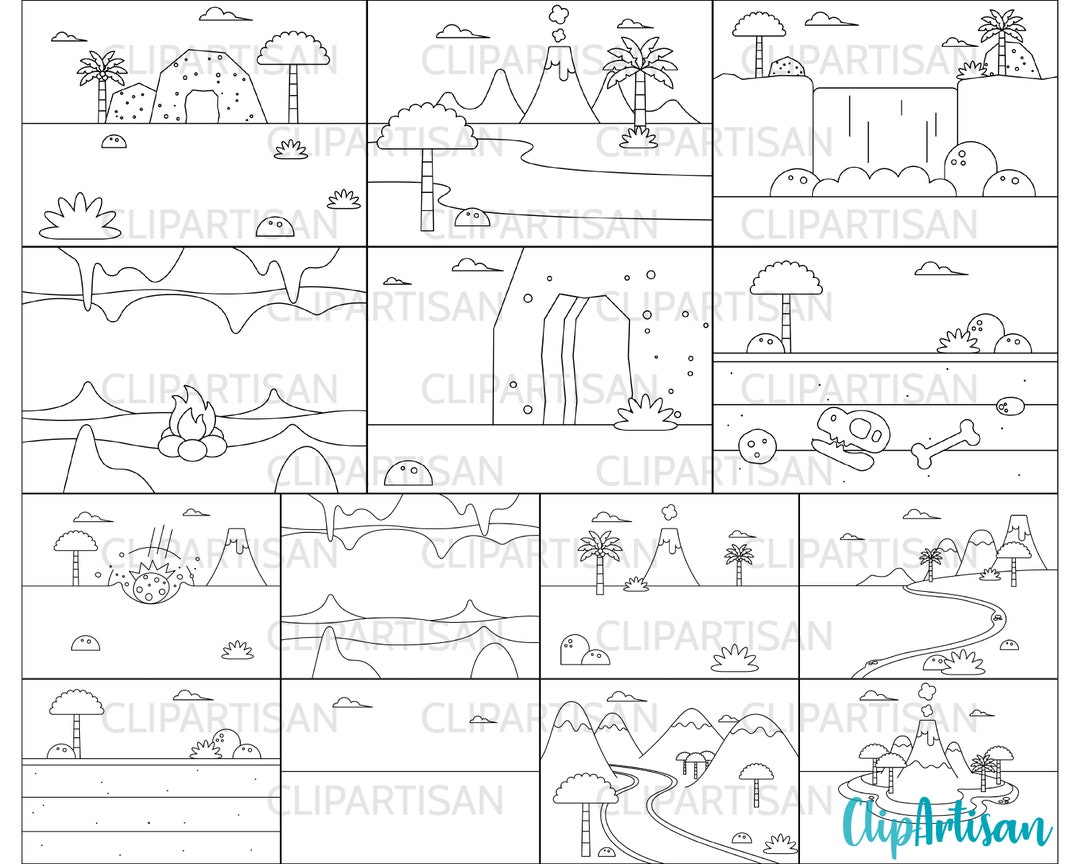 Dinosaur Background Scenes Clip Art, Dinosaur Busy Book Printout ...