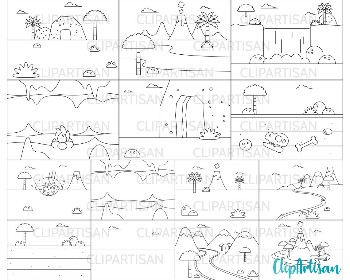 Dinosaur Background Scenes Clip Art, Dinosaur Busy Book Printout ...