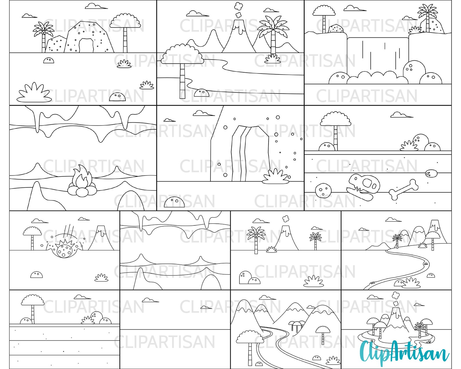 Dinosaur Background Scenes Clip Art, Dinosaur Busy Book Printout ...
