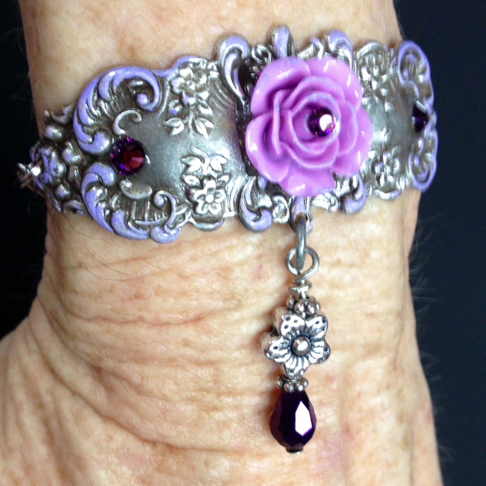 Victorian Bracelet-vintage Inspired-swarovski Crystals/lavender Patina ...