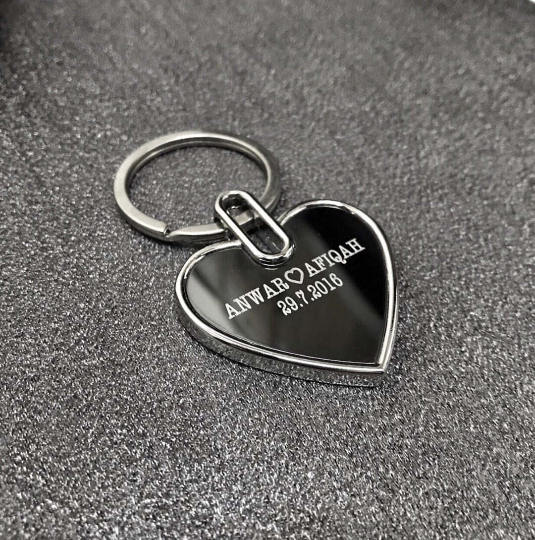 Personalized Heart Keychain, Heart Keyring, Gift for Her, Gift for Him ...