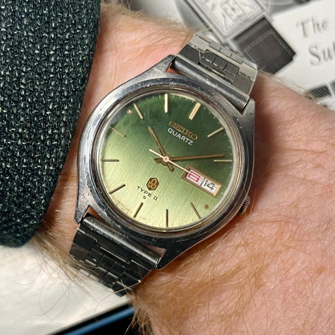 Vintage Seiko Watch Type II 0903-7030 1976 Green Sunrise Quartz working ...