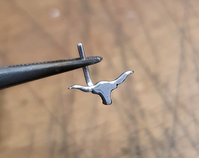Texas Longhorn Head Sterling Silver Nose Stud. Texas Lover Gift ...