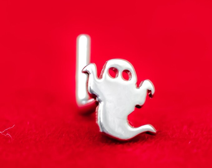 Ghost V.2 Hand Cut Sterling Silver Nose Stud. Ghost Lover Halloween ...