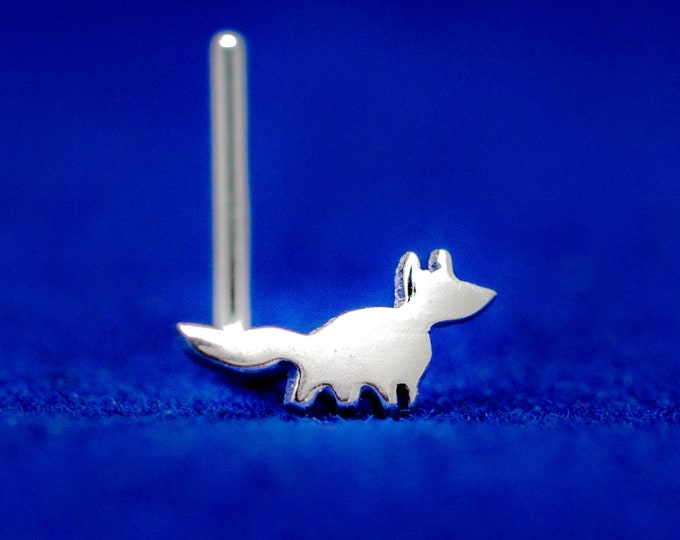 Fox Hand Cut Sterling Silver Nose Stud V.2. Fox Lover Gift. Tiny Foxie ...