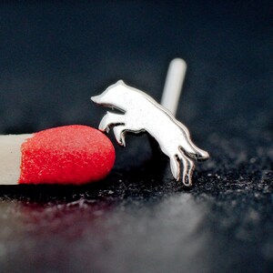 Jumping Wolf Sterling Silver Nose Stud. Wolves Lover Gift. Tiny Nose ...