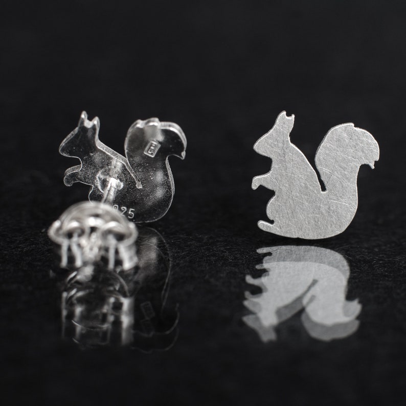 Cute Squirrel Sterling Silver Stud Earrings. Hand Cut Tiny - Etsy