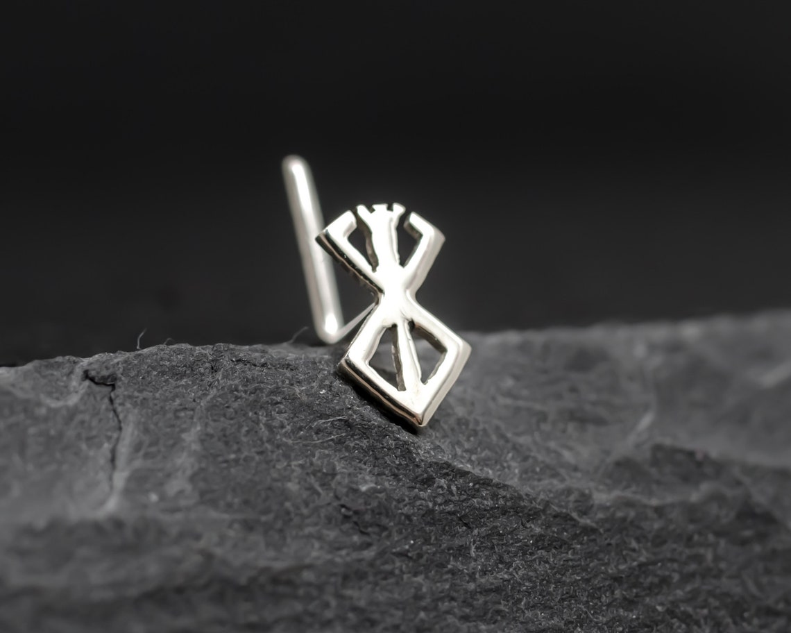 Berserker Rune Hand Cut Sterling Silver Nose Stud. Tiny Rune | Etsy