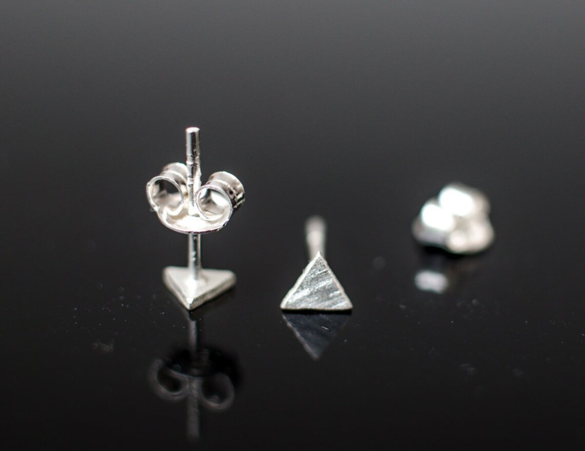 Cute white 5mm triangle 925 sterling silver stud earrings. | Etsy